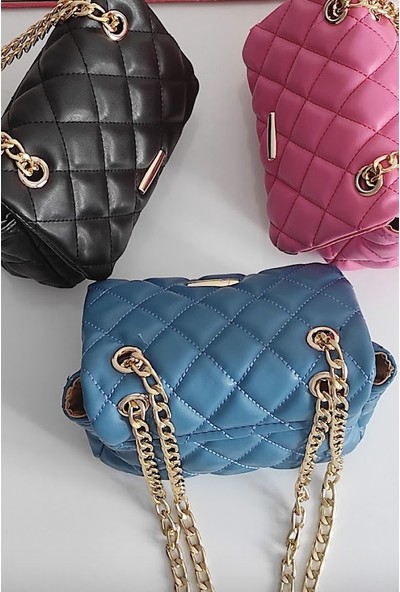 Glamordo Kapitone Dikişli Zincir Askılı Kol Çantası | Turkuaz