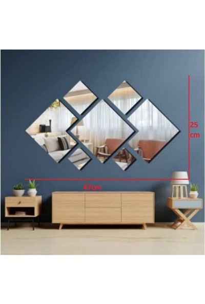 Ckr Tasarım Kare 7 Parça Dekoratif Ayna (47 x 25 CM)-CKR1039