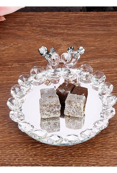 She Berrak Kristal Gümüş Kuşlu Büyük Lokumluk