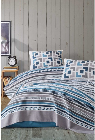 Elart Elart pamuk Pike Takımı Tek Kişilik 3 Parça Taylor Mavi