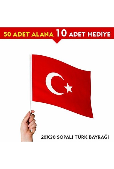 Özgüvenal Sopalı Türk Bayrağı 20X30 cm Alpaka Kumaş (50+10 Adet) Özgüvenal Sopalı Türk Bayrağı 20X30 cm Alpaka Kumaş (50+10 Adet)