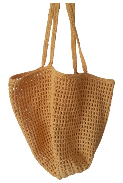Elm El Örgüsü Koton Makrome Sarı Plaj Çantası