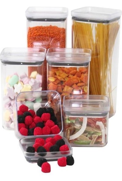 Rossel Premium Vakum Kapaklı Kristal Saklama Kabı 6'lı Set