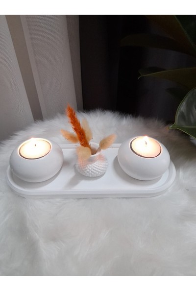 Dudo Baby Beyaz 2'li Tealight Mumluk ve Mini Vazo Set Dudo Baby Beyaz 2'li Tealight Mumluk ve Mini Vazo Set