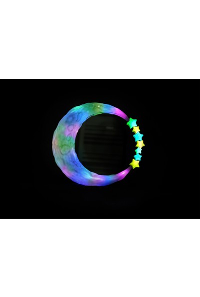 Marlenka Renkli Yıldızlı Renkli Işıklı Ay Desenli Yuvarlak Ayna