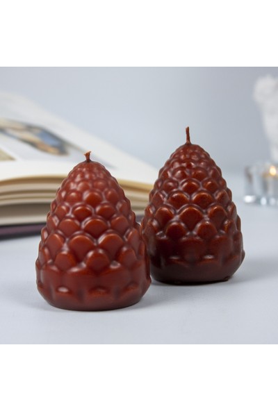 Kozalak 2'li Mum Seti Kahverengi