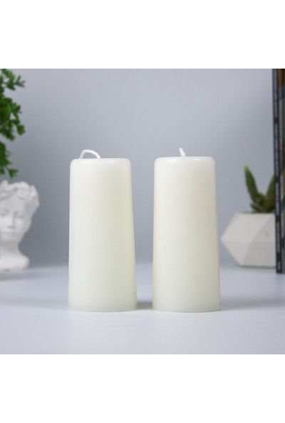 Ekonomik 2'li Silindir Mum Seti 12 cm Krem Ekonomik 2'li Silindir Mum Seti 12 cm Krem