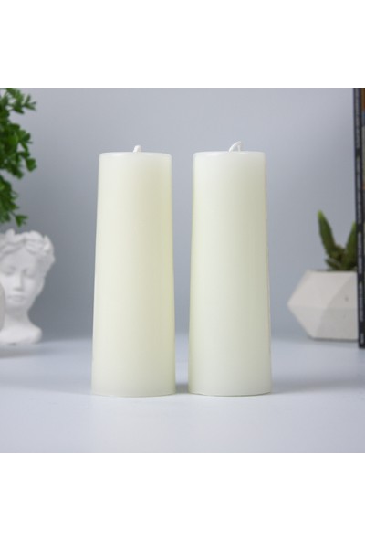 Ekonomik 2'li Silindir Mum Seti 15 cm Krem Ekonomik 2'li Silindir Mum Seti 15 cm Krem