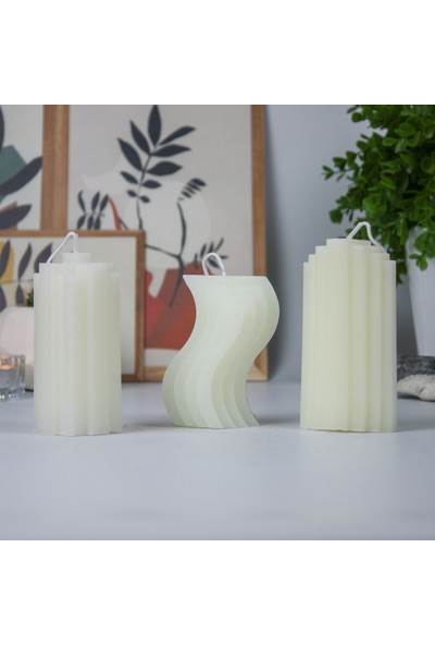 Mument Dekoratif 3'lü Mum Seti (Buzdağı-Dalga-Kübik)