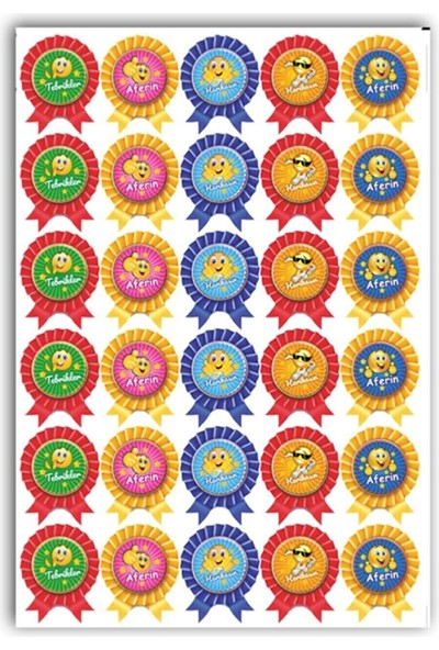 BaskıLife Rozet Kurdale Ödev Etiket Sticker Öğretmen Aferin Harikasın Etiketleri 120 Adet