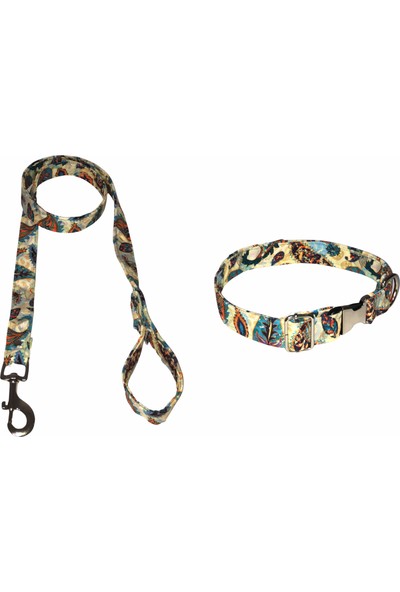 Pawtail Desenli Köpek Tasma Seti L