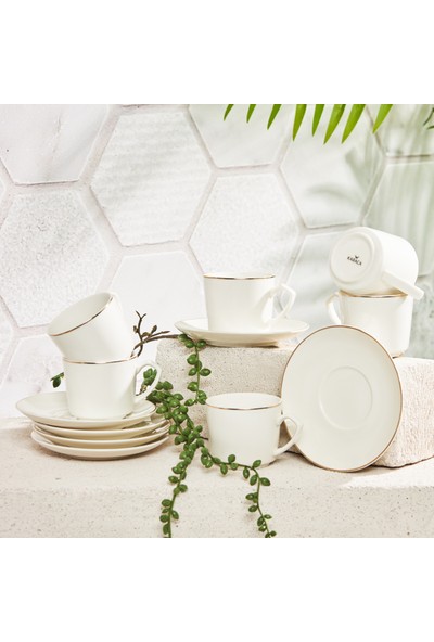 Karaca Tuba 6 Kişilik Porselen Kahve Fincan Takımı 85 ml Karaca Tuba 6 Kişilik Porselen Kahve Fincan Takımı 85 ml