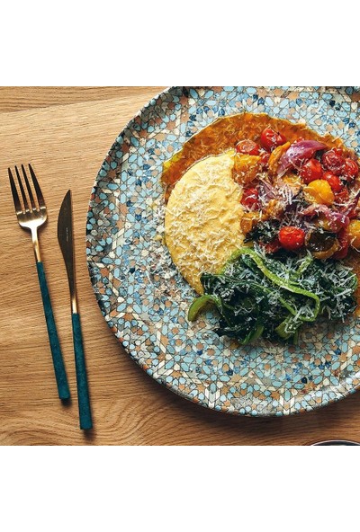 Bonna Porselen Luca Mozaik 25 cm Düz Tabak 3 Adet