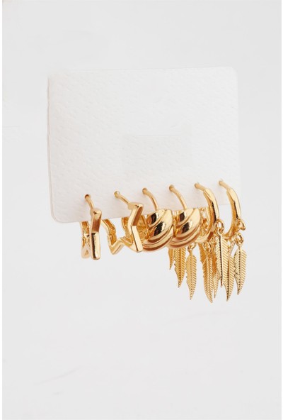 By Zeyna Aksesuar Kadın Kararmaz Shakira Model Yaprak Figürlü 6'lı Küpe Set By Zeyna Aksesuar Kadın Kararmaz Shakira Model Yaprak Figürlü 6'lı Küpe Set