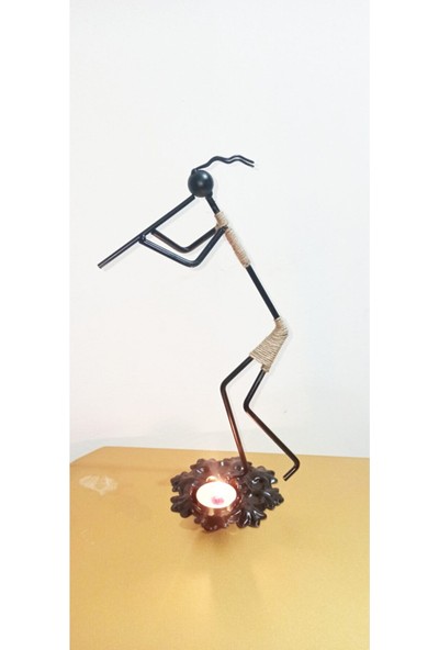 Hüma's Dekoratif Metal Dansçı Figürlü El Yapımı Mumluk