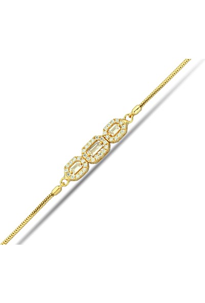 ÇGK KUYUMCULUK Balık Sırtı Italyan Baget Taşlı Bileklik ZB026