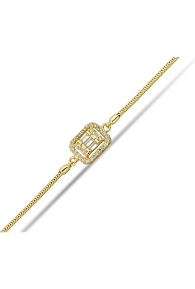 ÇGK KUYUMCULUK Balık Sırtı Italyan Baget Taşlı Bileklik ZB030