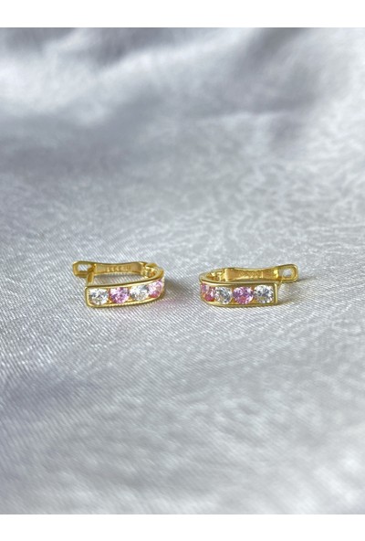 ÇGK KUYUMCULUK Taşlı Altın Çocuk Küpesi