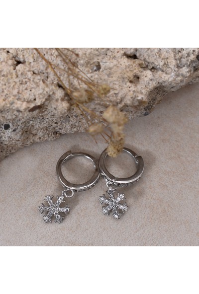 Feniks Silver 925 Ayar Gümüş Kar Tanesi Küpe