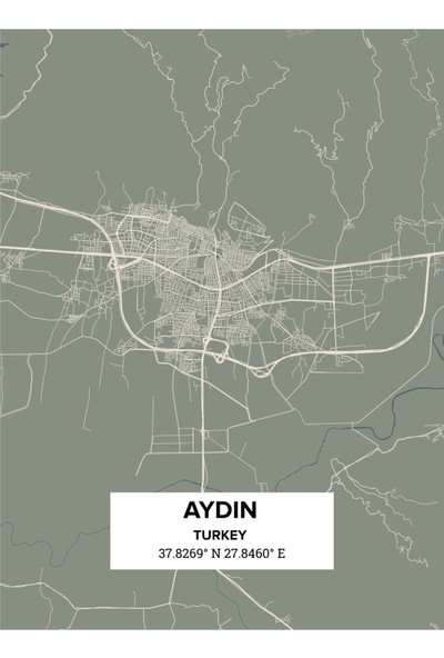 Wallbie Aydın Harita Poster Çerçevesiz