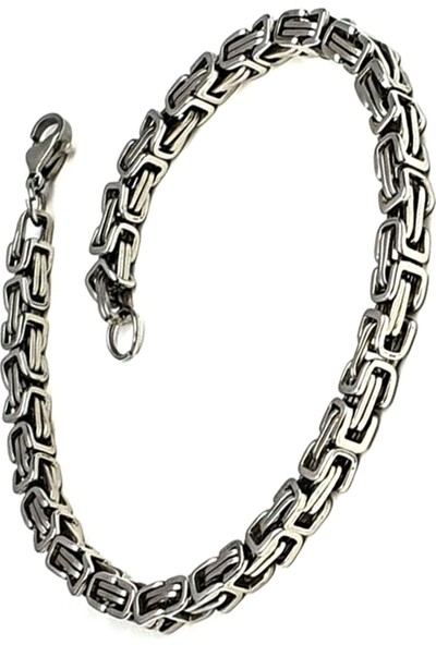 Gülüş Gümüş Çelik 4 mm Kral Zincir Bileklik Gülüş Gümüş Çelik 4 mm Kral Zincir Bileklik