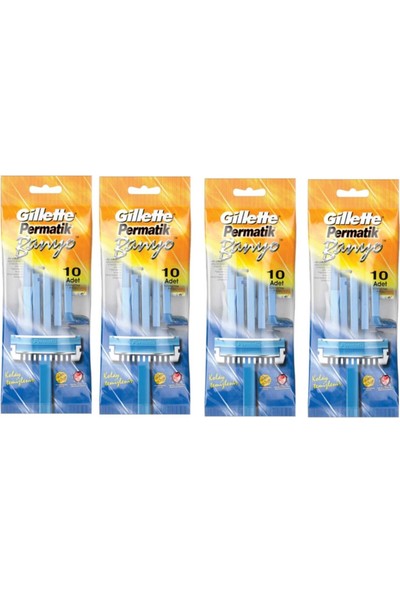 Gillette Permatik Banyo 10 Lu Poşet x 4 Adet