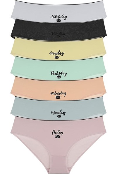 Donella 7'li Renkli Kadın Yüksek Bel Külot - 319010B7