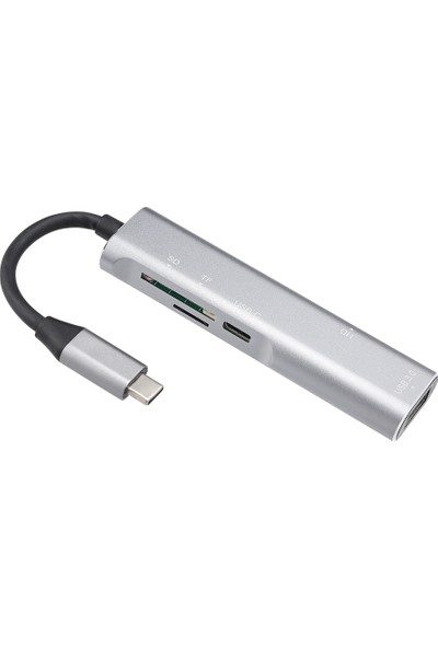 Shopfocus 210A USB C Çoklu Bağlantı Noktalı Alüminyum Hub - Gri (Yurt Dışından)