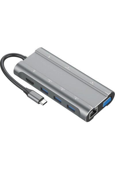 Shopfocus T1001 10'u 1 Arada USB Hub - Gri (Yurt Dışından)