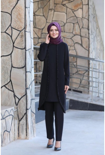 Amaranda Moda Gül Işlemeli Ikili Takım MC1434 Siyah Amaranda Moda Gül Işlemeli Ikili Takım MC1434 Siyah