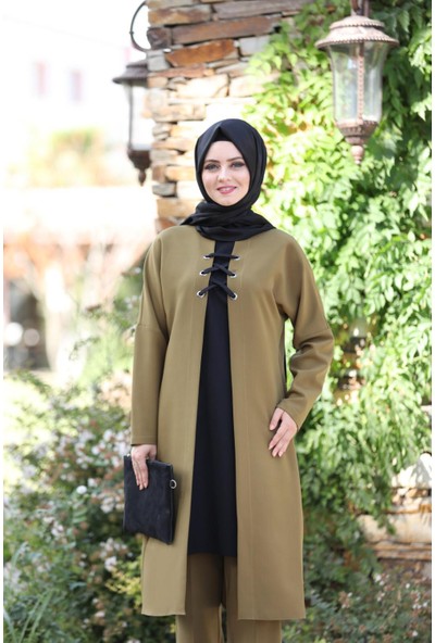 Amaranda Moda Bağcık Detay Ikili Takım Mdc 5561 Haki Amaranda Moda Bağcık Detay Ikili Takım Mdc 5561 Haki