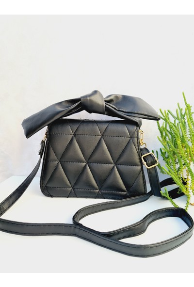 NS Rainbow Kadın Siyah Fiyonklu Omuz Çantası