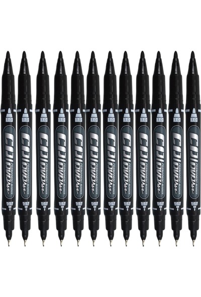 Gxin Asetat Kalemi Çift Taraflı Uç 0.5-1.0 mm Siyah 12 Adet