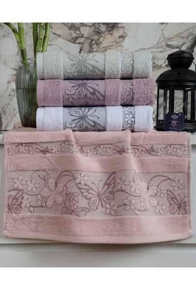 Ygz Home Pamuk Havlu Seti 4'lü El ve Yüz Havlusu 50X90 cm Kelebek Model Ygz Home Pamuk Havlu Seti 4'lü El ve Yüz Havlusu 50X90 cm Kelebek Model