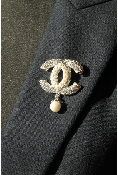 Heviss Kadın Broş Sallantılı Inci Silver Heviss Kadın Broş Sallantılı Inci Silver