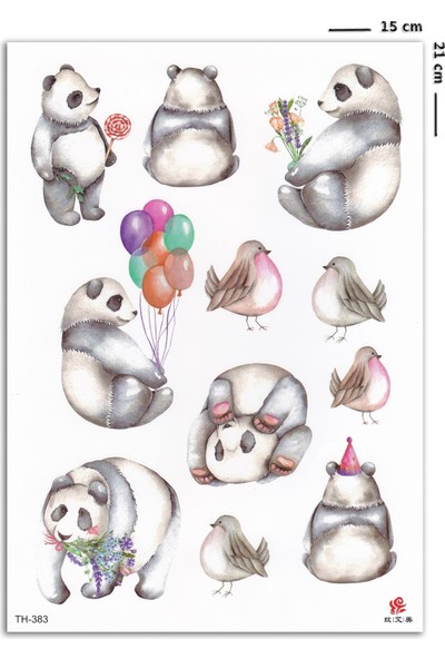 BP Tattoo Panda Renkli Çocuk Dövmesi