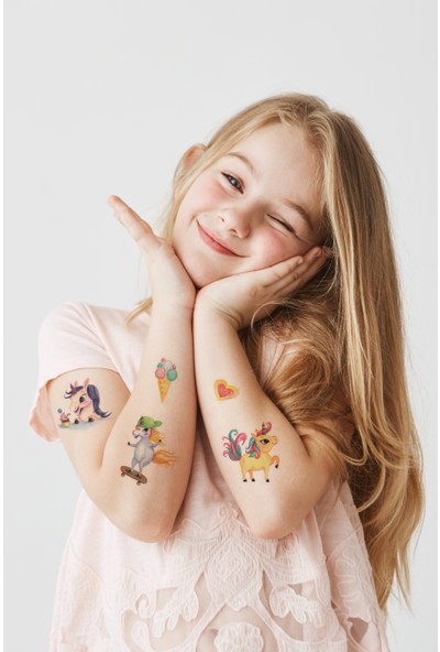 BP Tattoo Renkli Unicorn Geçici Çocuk Dövmesi Unicorn Tattoo