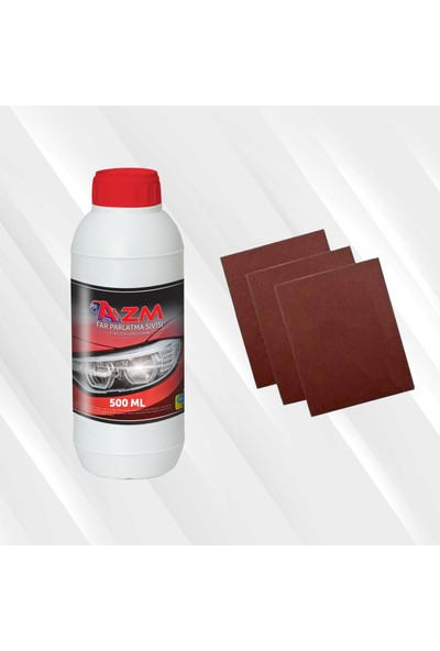 Azm Buharlı Far Parlatma Far Temizleme Kloroform Sıvısı 0.5-Litre+3 Adet Zımpara