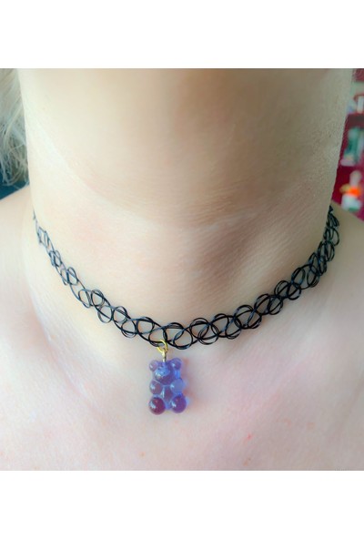 Mingy Haribo Jelibon Ayıcıklı Choker Tattoo Tasma Kolye Mavi Mingy Haribo Jelibon Ayıcıklı Choker Tattoo Tasma Kolye Mavi