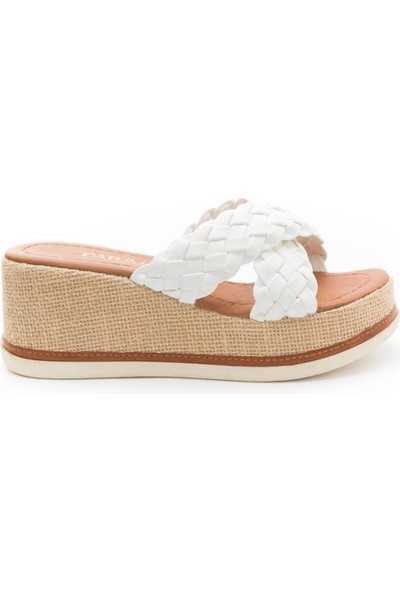 Günkar Beyaz Cilt Dolgu Topuk Terlik