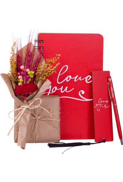 Kitaplı Hediye Seni Seviyorum Tasarımlı Sevgiliye Özel Hediye Seti, 14 Şubat, Çiçek Buketli Hediye Seti