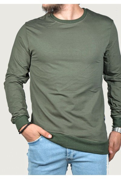 Yuka Yeni Sezon Erkek Gri Bisiklet Yaka Sweatshirt