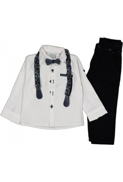 Nurdela Papyonlu Askılı Pantolon -Gömlek Takım% 100 Pamuk