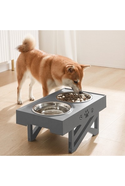 Köpek Kase Paslanmaz Çelik Çift Kase Besleyici Kaldırma Masası