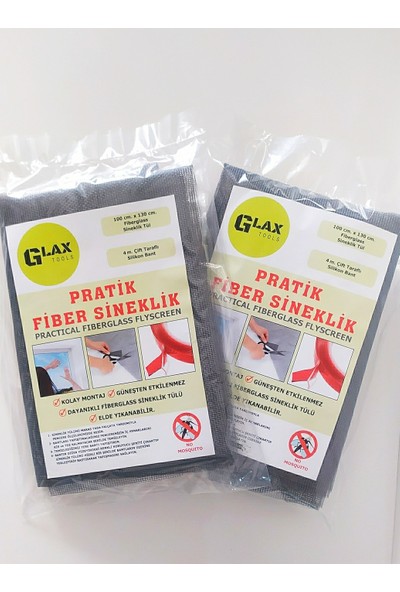 Glax Tools Glax 2 Adet Pratik Fiber Sineklik (2 Ad. 100CMX130CM. Fiber Sineklik Tülü + 8 M. Silikon Çift Taraflı Bant Glax Tools Glax 2 Adet Pratik Fiber Sineklik (2 Ad. 100CMX130CM. Fiber Sineklik Tülü + 8 M. Silikon Çift Taraflı Bant