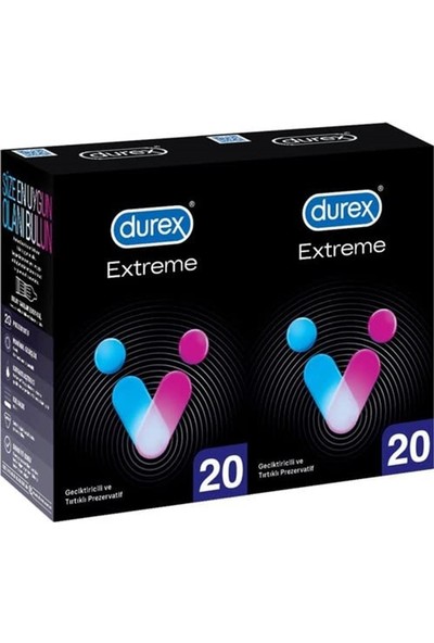 Durex Extreme Geciktiricili Prezervatif, 40 Lı Ekonomik Avantaj Paket (2 X 20 Adet) Kategori Durex Extreme Geciktiricili Prezervatif, 40 Lı Ekonomik Avantaj Paket (2 X 20 Adet) Kategori