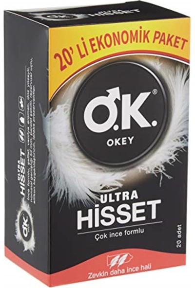 Okey Ultra Hisset 20'Li Ekonomik 1 Paket (1 X 20 Adet) Prezervatif Okey Ultra Hisset 20'Li Ekonomik 1 Paket (1 X 20 Adet) Prezervatif