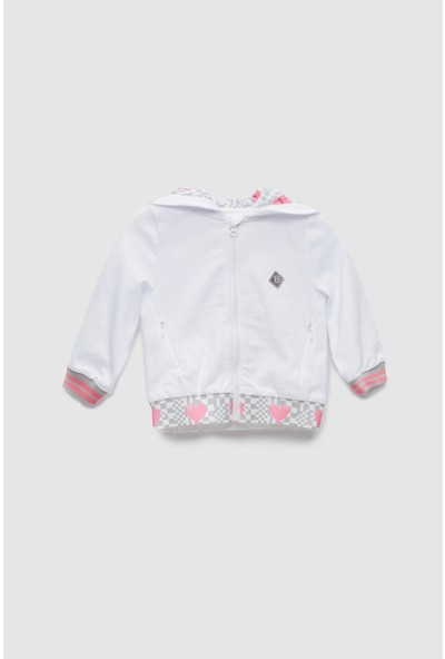 B&G Store Kız Bebek Beyaz Eşofman Üstü 21PFWBG2404
