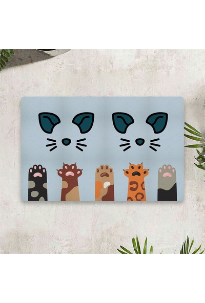 Vagonik Water Food Kedi Köpek Dijital Baskılı 50 x 70 cm Dekoratif Çok Amaçlı Iç ve Dış Kapı Paspası Mama Paspası