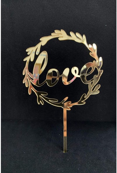 İmpivo Love Gold Aynalı Pleksi Pasta Süsü - Cake Topper İmpivo Love Gold Aynalı Pleksi Pasta Süsü - Cake Topper